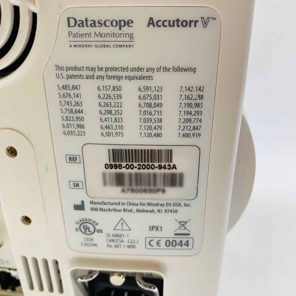 Mindray Medical Datascope Accutorr V Vital Signs Monitor Blood pressure ...