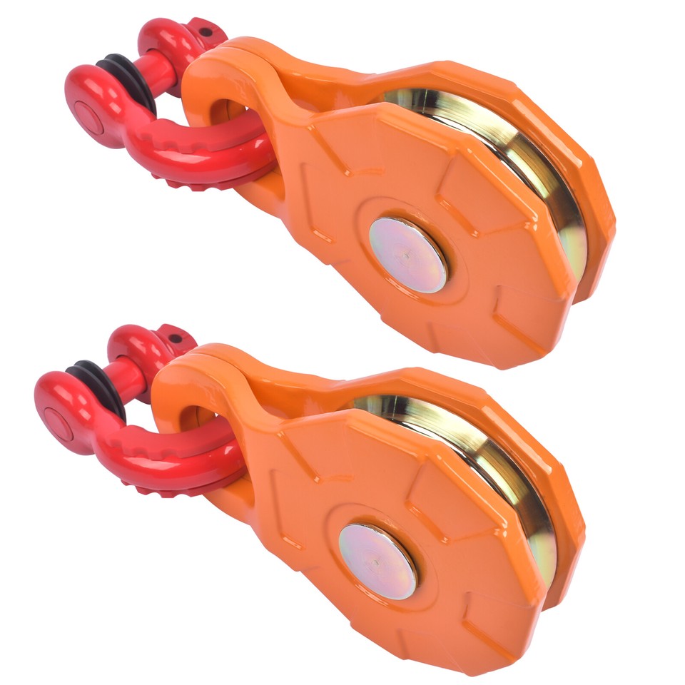 2x Pack Snatch Block Towing Pulley w/ Shackle Heavy Duty Offroad ...