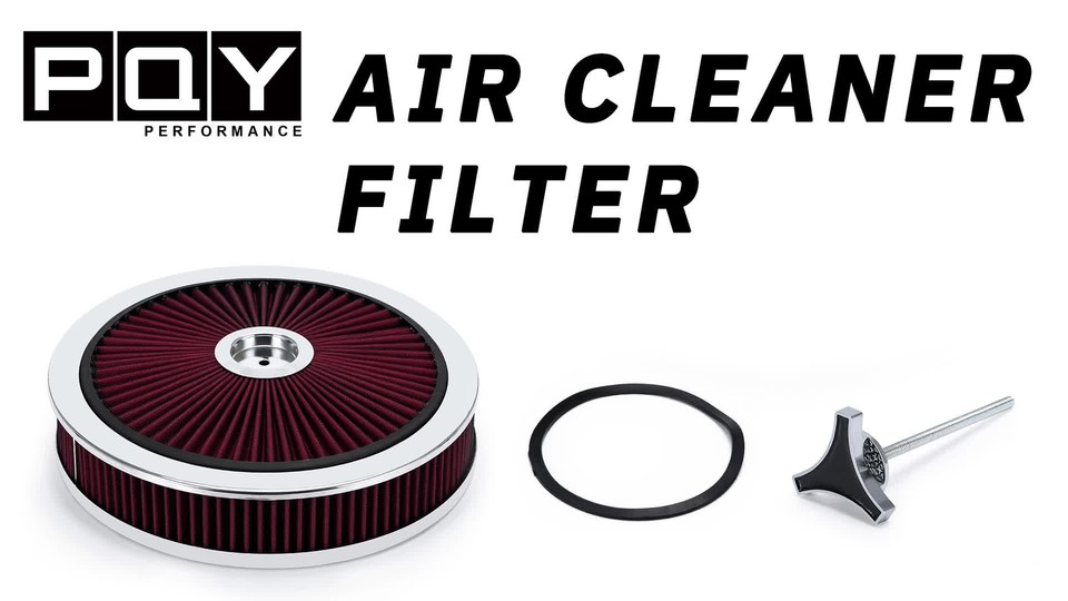 14x3" Black/Chrome Washable Round Super Flow Air Cleaner with raised ...