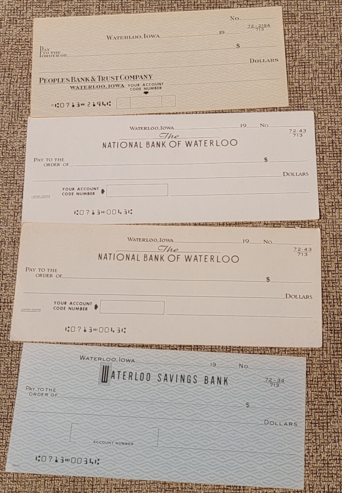 4 OLD IOWA BANK CHECKS, WATERLOO E310 | eBay