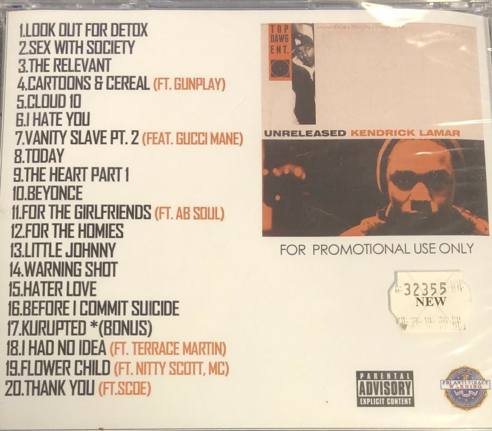 Kendrick Lamar - Unreleased - BRAND NEW SEALED CD - RARE HTF PROMO ...