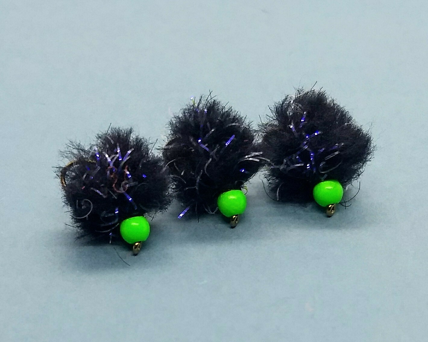 3 x Eggstasy Egg Trout Flies, Black Electric UV Eggstasy Fly Green Bead ...