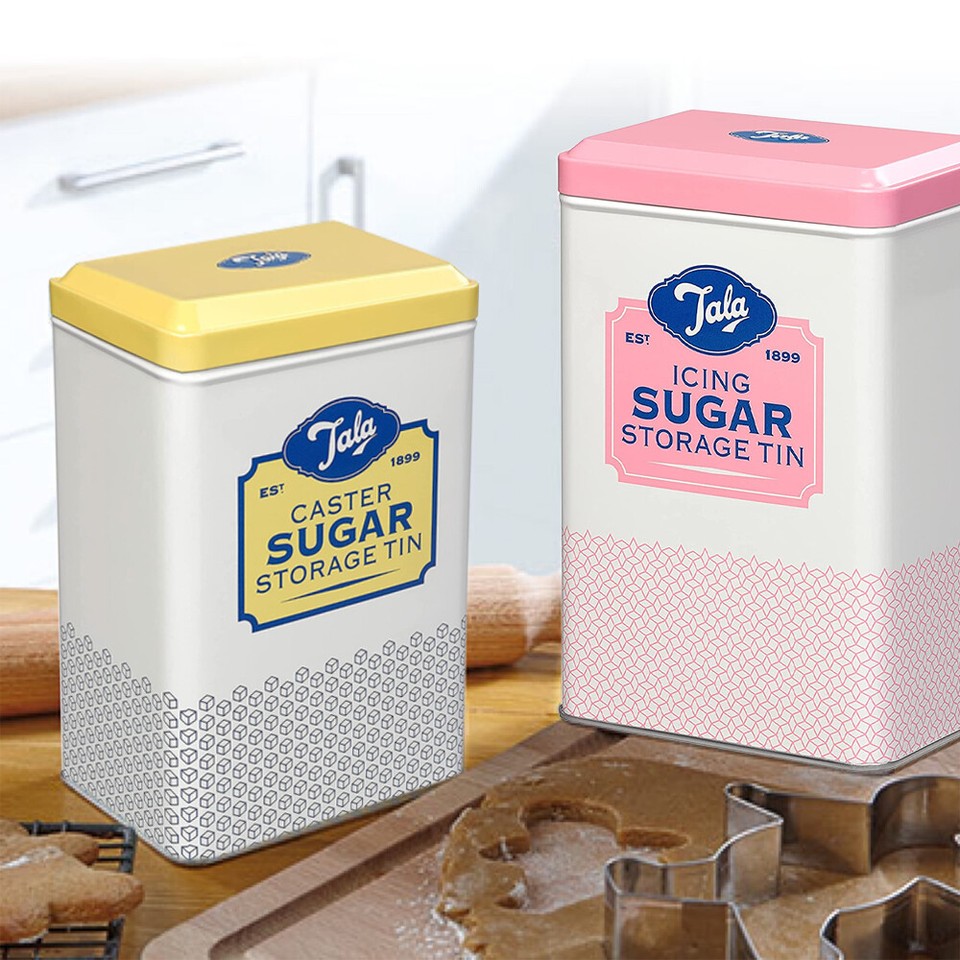 Kitchen Storage Canister Jars Tin Container Metal Caster/Icing Sugar ...