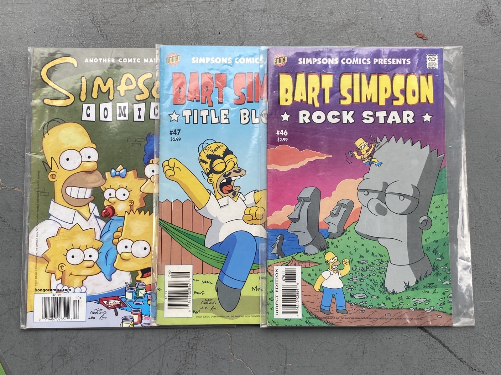 THE SIMPSONS BONGO COMICS LOT OF THEEE MATT GROENING BART HOMER KRUSTY ...