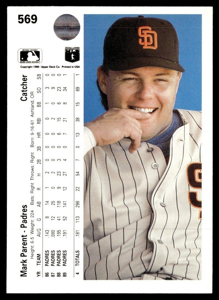 1990 Upper Deck Mark Parent San Diego Padres #569 | eBay