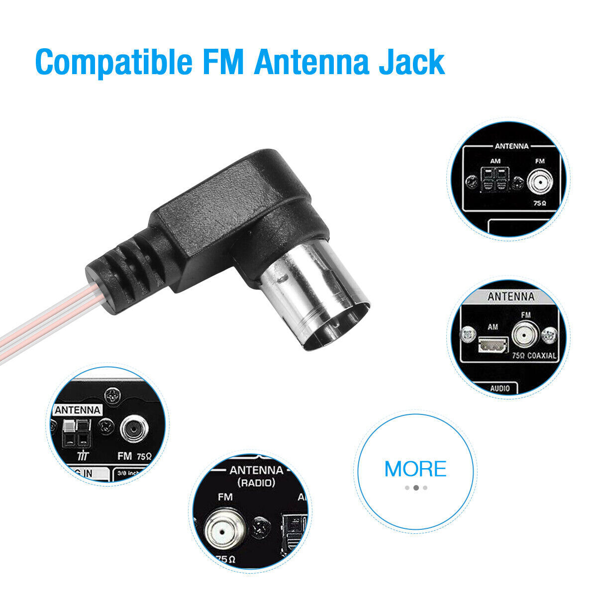 2pcs FM Antenna 75 Ohm F Type Male Plug For Home Radio Stereo Receiver ...