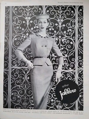 1956 Dovima in Arthur Jablow womens crisply cut suit hat Vintage ...