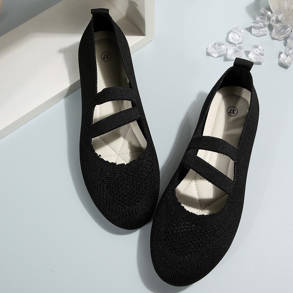 Womens Flats Shoes Casual Ballet Ladies Slip on Round Toe Walking Dress ...