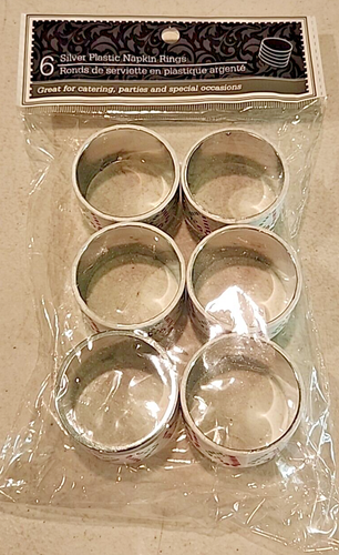 Set of 6 Plastic Napkin Rings metallic silver color NEW Christmas Candy ...