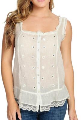 NEW - Indigo Thread Co.™ Smocked & Lace-up Back Embellished Corset Tank ...