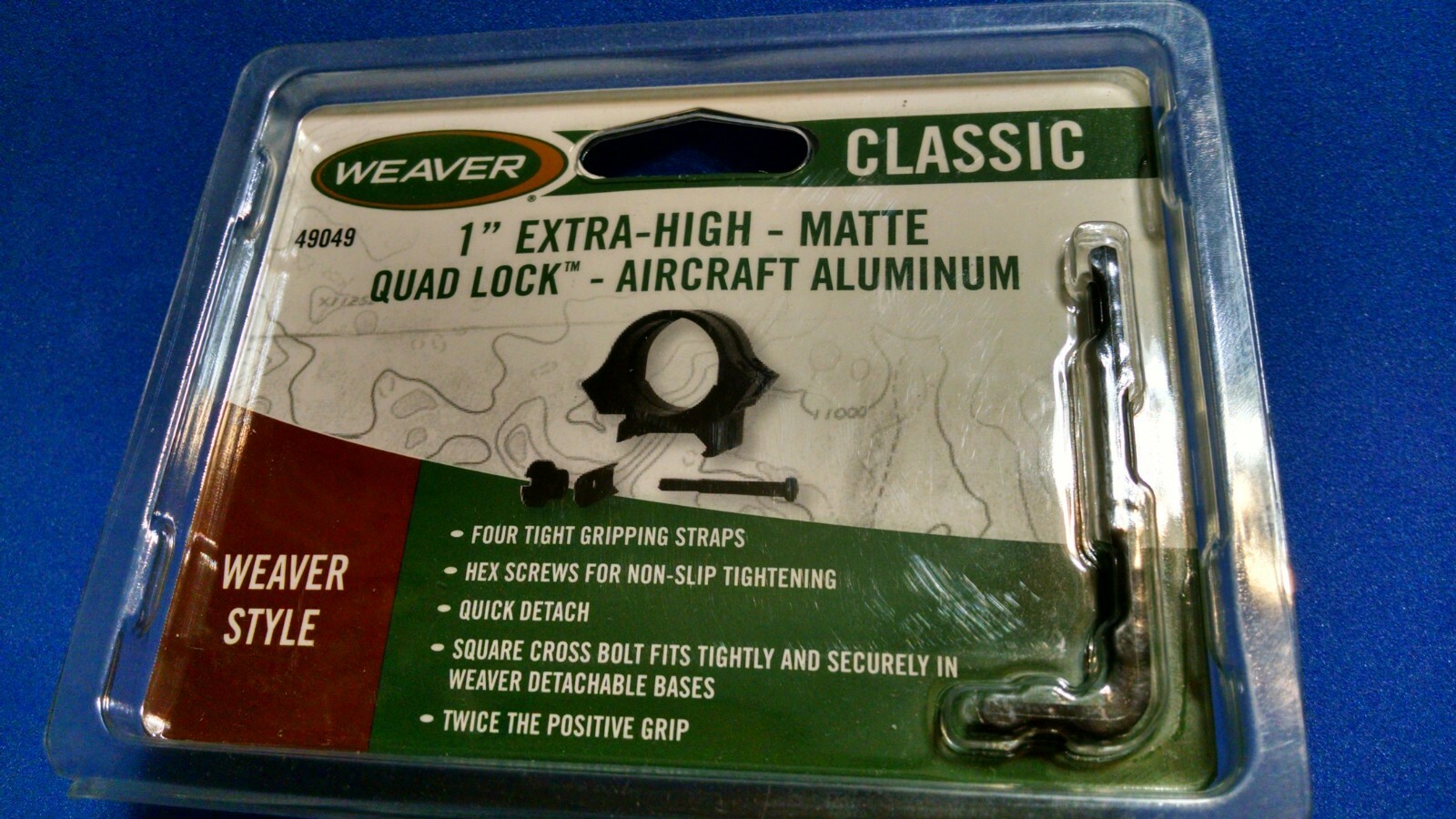 WEAVER CLASSIC 1" EXTRA-HIGH MATTE QUAD LOCK AIRCRAFT ALUMINUM #49049 ...