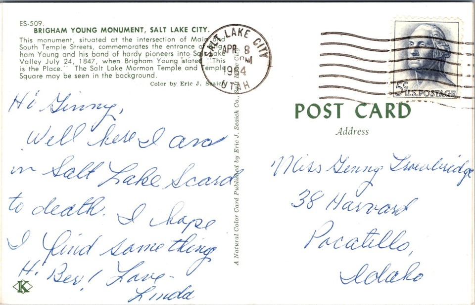 Brigham Young Monument, Salt Lake City, Utah - Postcard | eBay UK