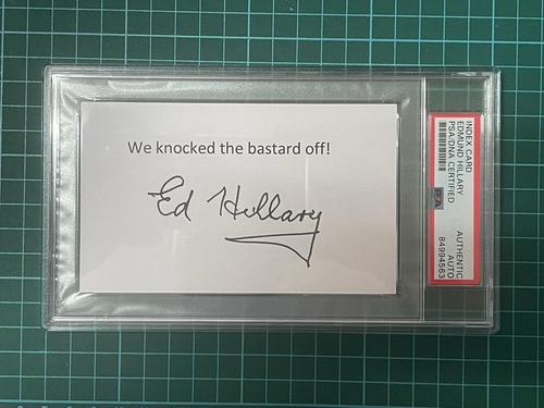 Edmund Hillary Auto Autograph 5 x 3 Index Card PSA/DNA Certified Mount ...
