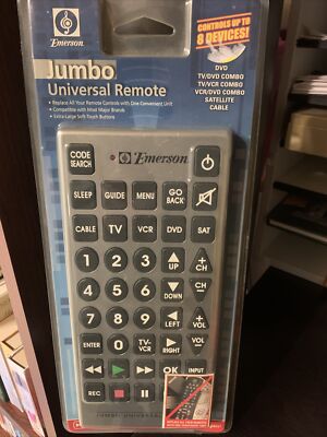 Jumbo Big Button 5 device Universal Remote TV VCR DVD SAT Cable | eBay