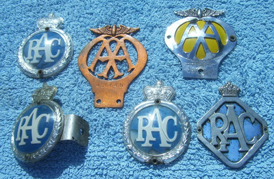 COLLECTION OF ROYAL AUTOMOBILE CLUB/ASSOCIATION CAR BADGES ~ VINTAGE AA ...