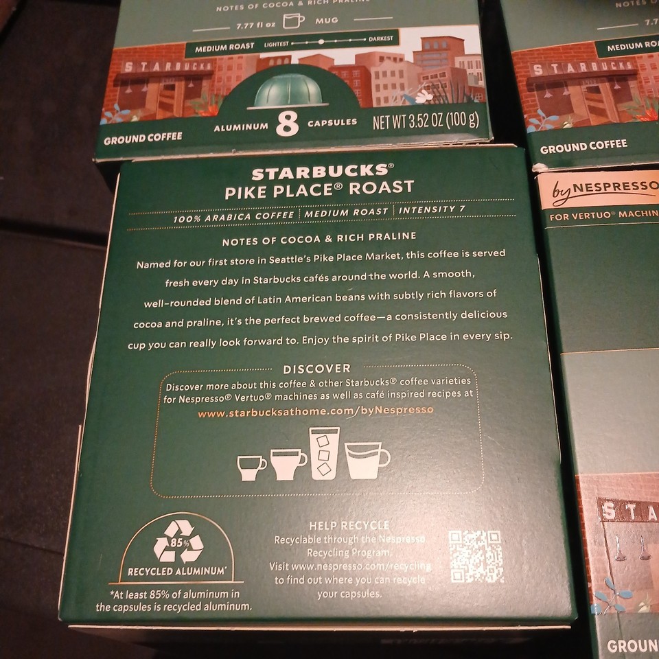 Starbucks by Nespresso Vertuo Pike Place Medium Roast Coffee Pods, 32 ...