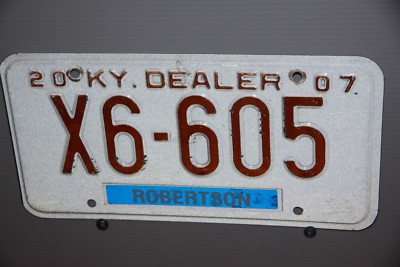 2007 KENTUCKY License Plate ** DEALER ** ROBERTSON COUNTY | eBay