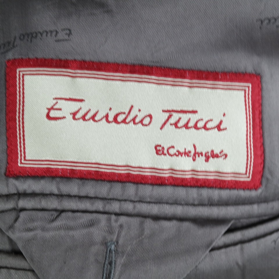 Mens Tweed Jacket 46S US Size EMIDIO TUCCI Plaid Grey Wool Blazer Sport ...