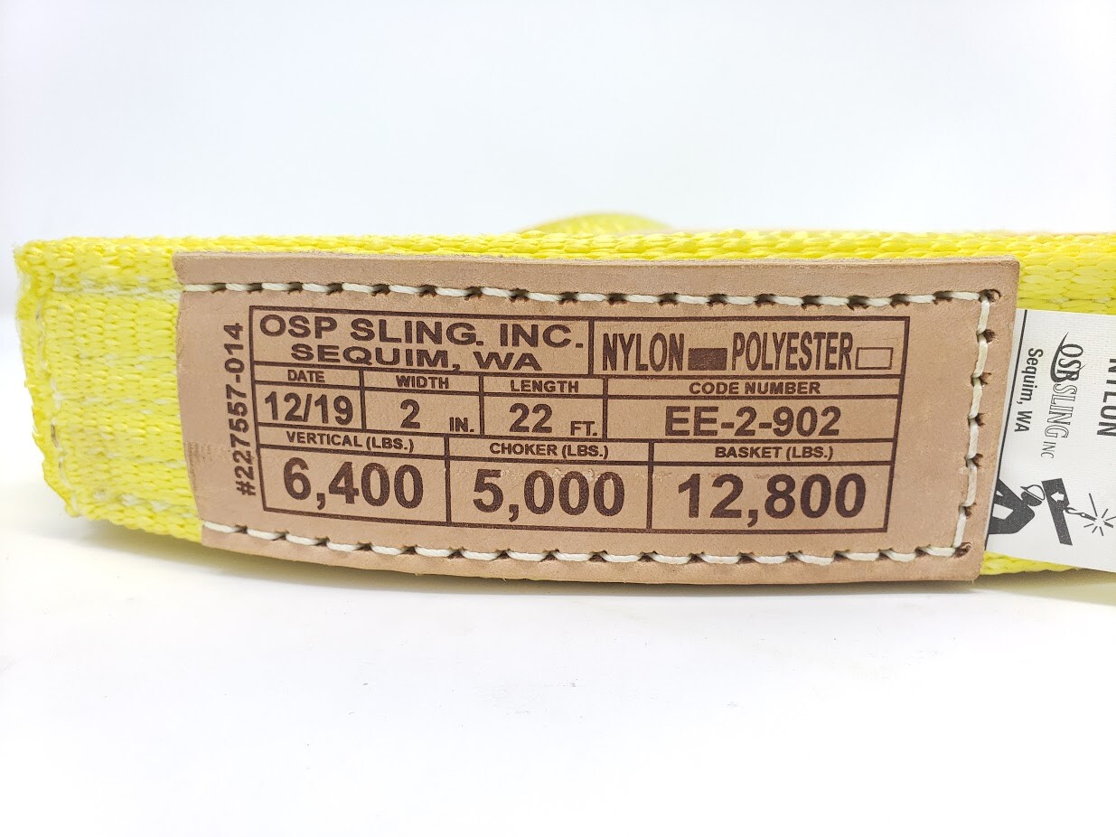 OSP Nylon Eye & Eye Flat Web Sling EE-2-902, 2" Wide x 22ft Long | eBay