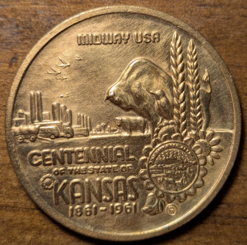 1961 State of Kansas KS Centennial Commemorative Coin Medal Token No ...