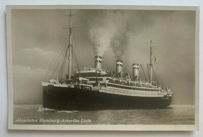 RPPC Real Photo Postcard Hamburg-Amerika Line SS Resolute ship ocean ...