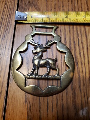 Brass Horse Medallion Vintage English Stag Deer Parade Bridle | eBay