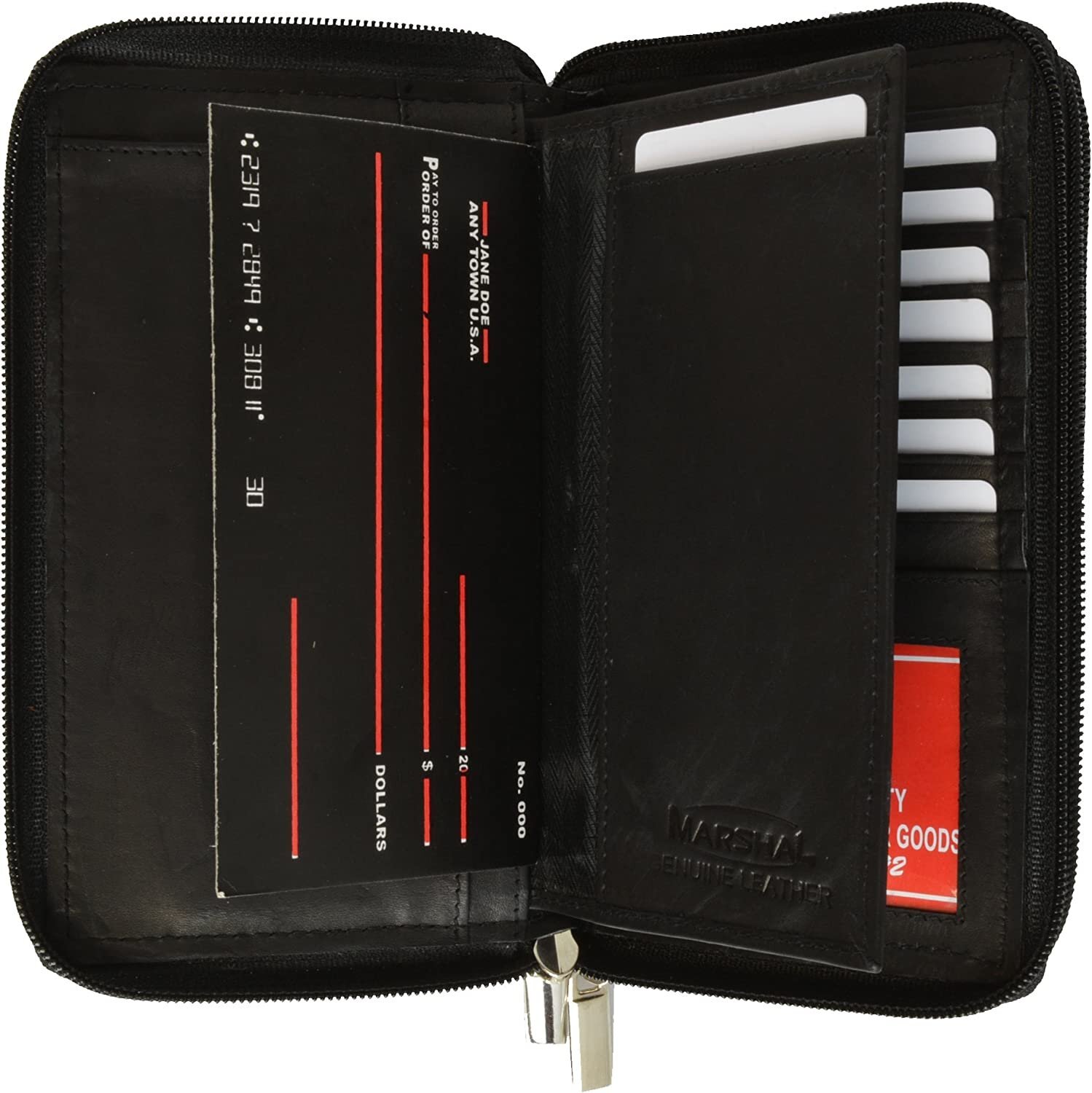 Marshal Genuine Leather Double Zipper Clutch Checkbook Wallet for Women ...