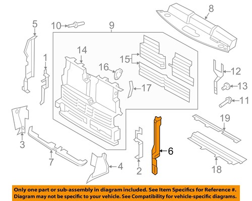 FORD OEM 15-23 Edge,MKX Radiator Support Air Deflector-Side Seal ...