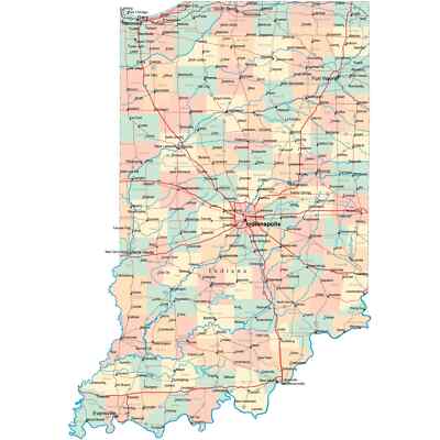 INDIANA STATE ROAD MAP IN county Indianapolis Glossy Picture Photo ...