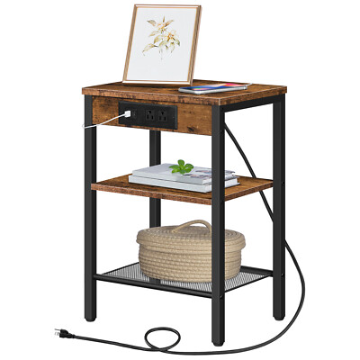 End Table w/ Charging Station Side Table w/ USB Ports & Power Outlets ...