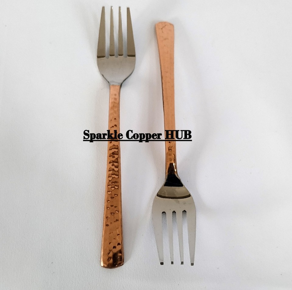 Vintage Pure Copper Stainless Steel Flatware Silverware 27 Piece ...