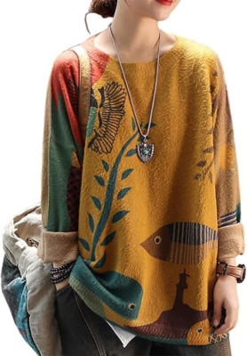 Women's Wool-Blend Soft Cozy Oversized Underwater Fish Sweater S-3XL | eBay