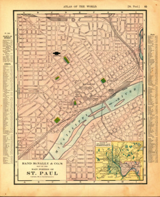 1909 Vintage Map "St. Paul" Color Map From Rand McNally Atlas | eBay