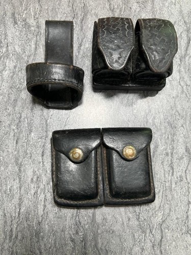 Vintage Police Leather Gear Ammo Pouches / Baton/Flashlight Ring | eBay