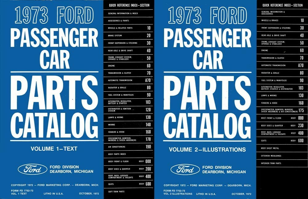 1973 Ford Parts Number Book List Guide Catalog Interchange Factory OEM ...