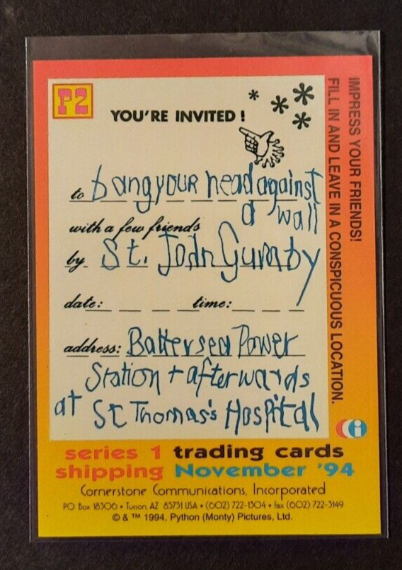 MONTY PYTHON'S FLYING CIRCUS Series 1 Promo Card #P2 Cornerstone 1994 ...