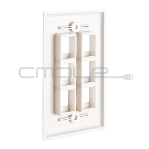 Keystone Jack Wall Plate 6 Hole Port Faceplate Network CAT5e CAT6 White ...