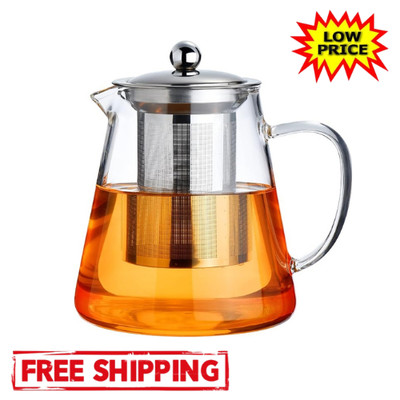 Glass Teapot with Removable Infuser, Stovetop Safe Tea Kettle, Tea ...