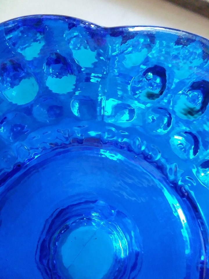Fenton Glass Hobnail Cobalt Blue Footed candle holder Pat pending | eBay
