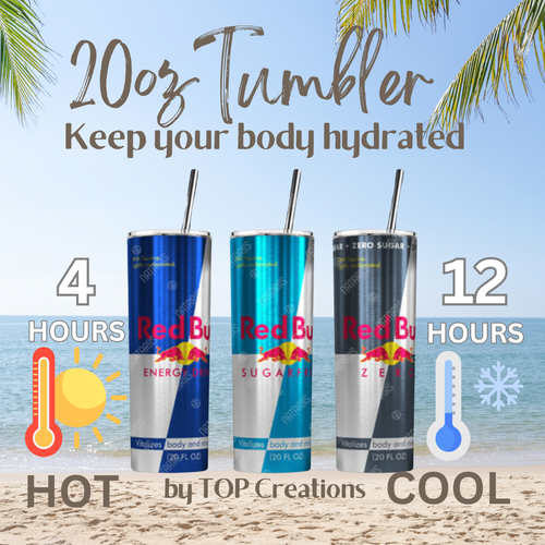 SILVER CHROME RED BULL ENERGY DRINK 20 OZ STAINLESS STEEL TUMBLER CUP ...