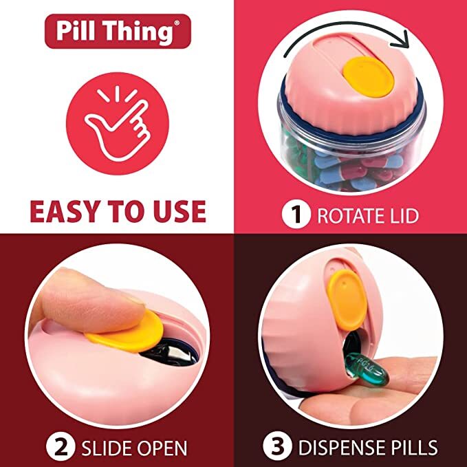 Mini Pill Dispenser Organizer Bottle, Daily Travel Medication Box w ...