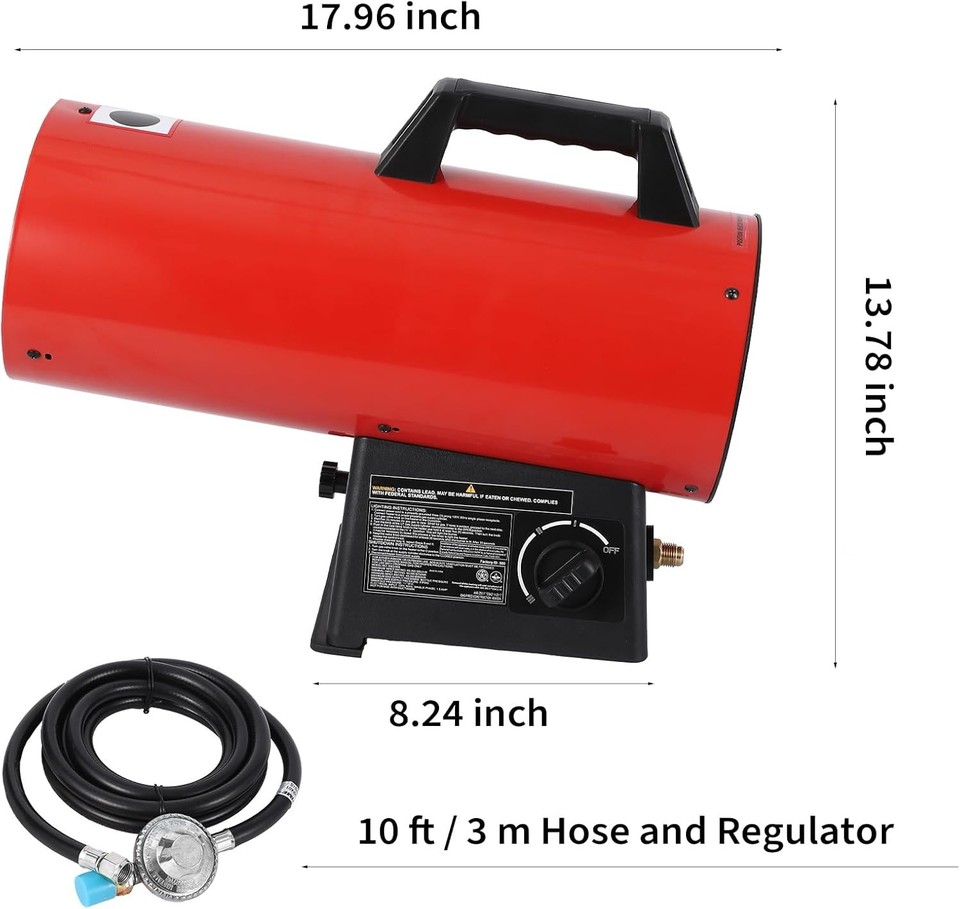 60,000 BTU Portable Propane Forced Air Heater Adjustable Liquid for ...