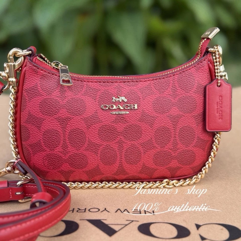 NWT coach Teri Mini Crossbody Bag In Signature Canvas cw323 | eBay