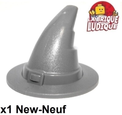 Lego 1x Minifig headgear chapeau hat sorcier magicien wizard gris foncé ...