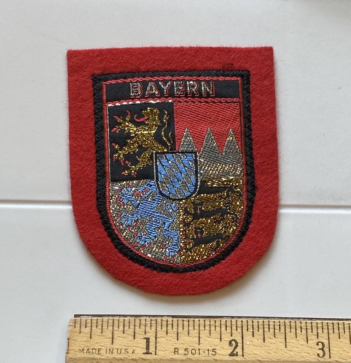 Bayern Bavaria Germany Crest Cost of Arms Souvenir Woven Red Felt Patch ...