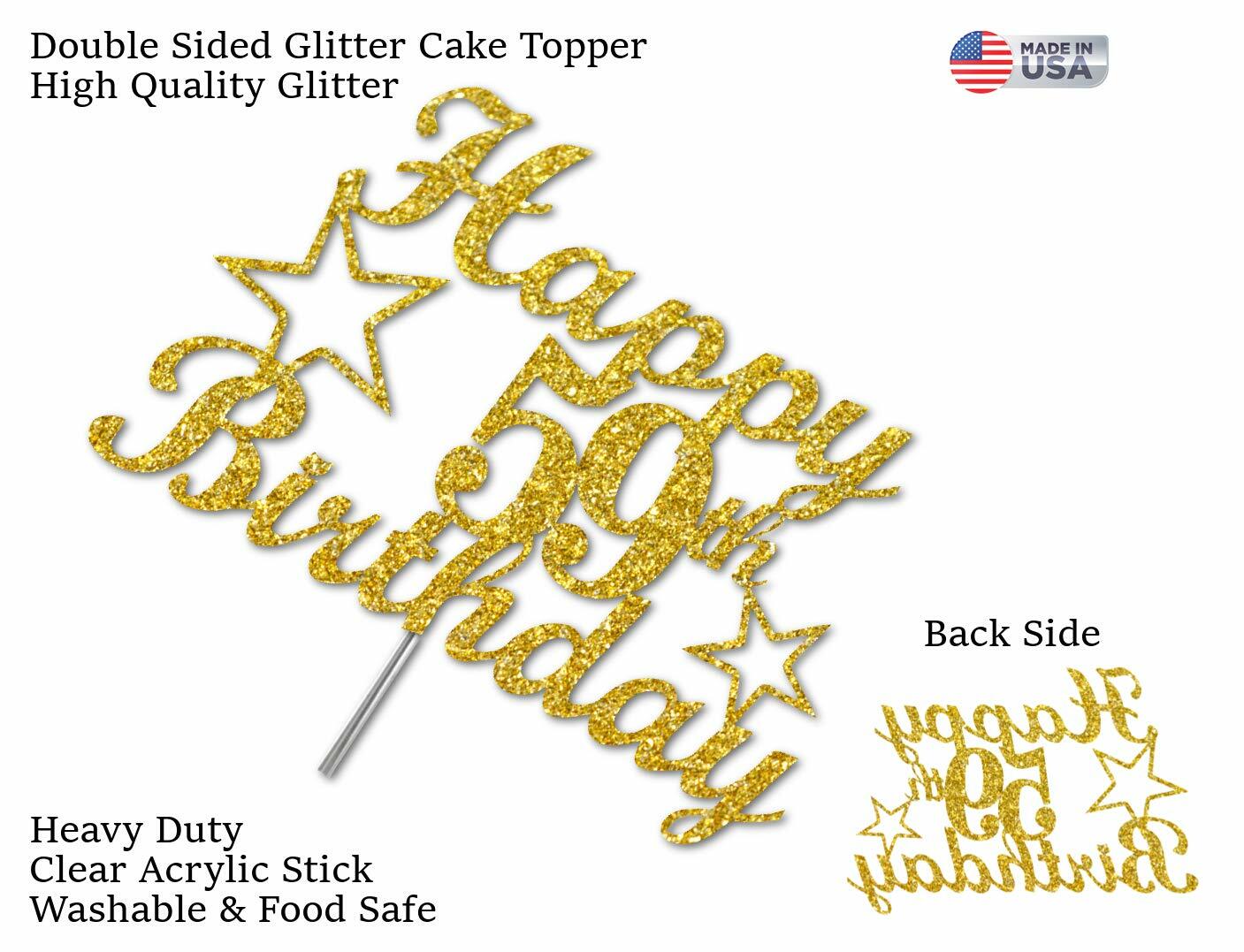 59 Birthday Cake Topper Gold Glitter, 59th Party Decoration Ideas | eBay