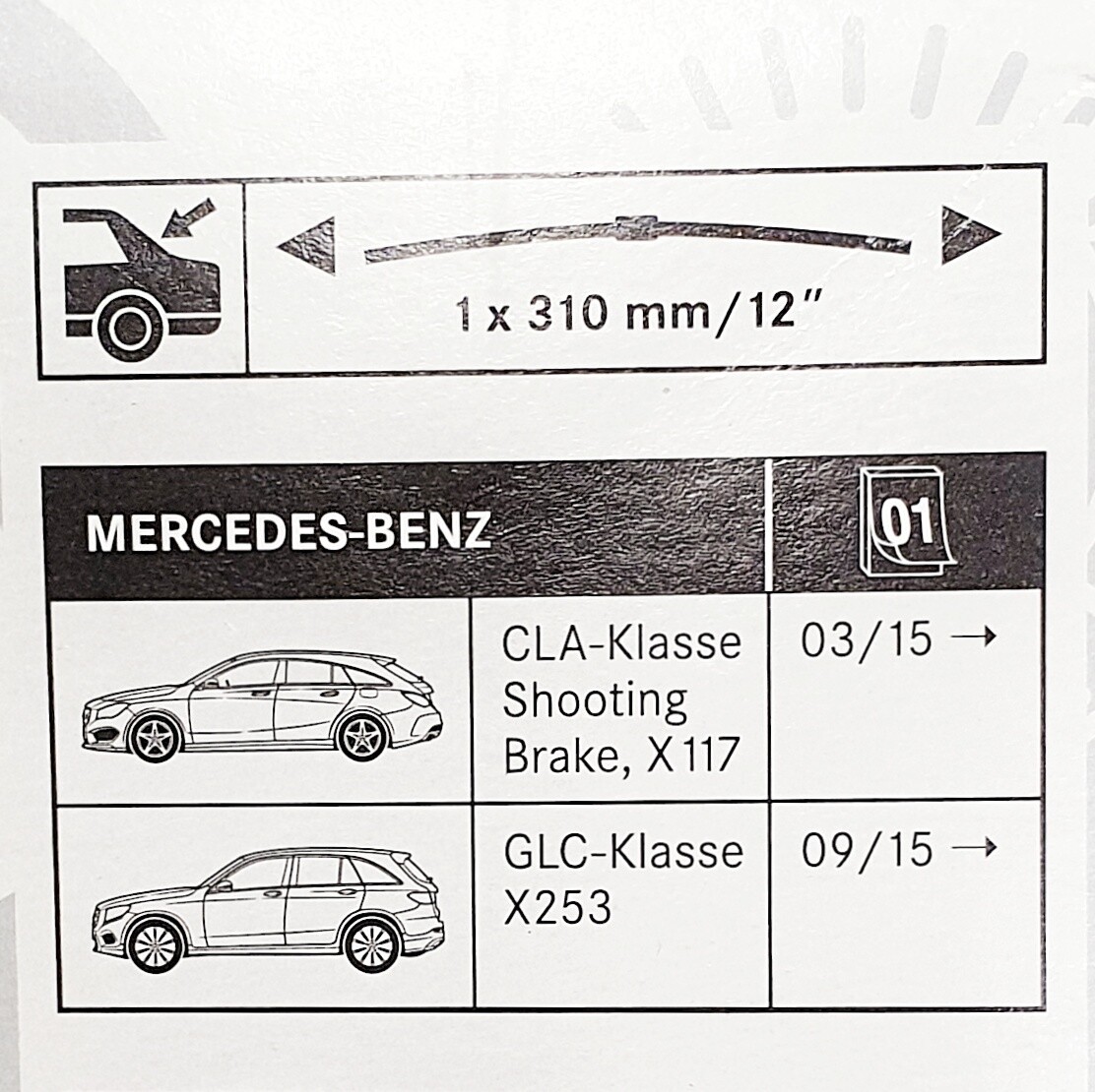 Genuine Mercedes-Benz Rear Wiper Blade 117 CLA, 253 GLC A1178200045 ...