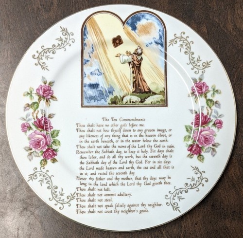 Vintage Norleans Porcelain Plate Ten Commandments 10.5" Gold Trim Japan ...