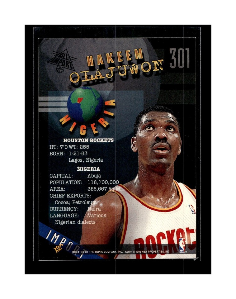 1994-95 Stadium Club Houston Rockets Basketball Card #301 Hakeem ...