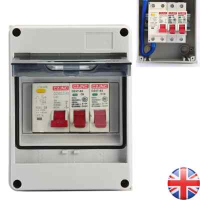 2 Way Garage Shed Caravan Camper Van Consumer Unit Fuses Box with RCD ...